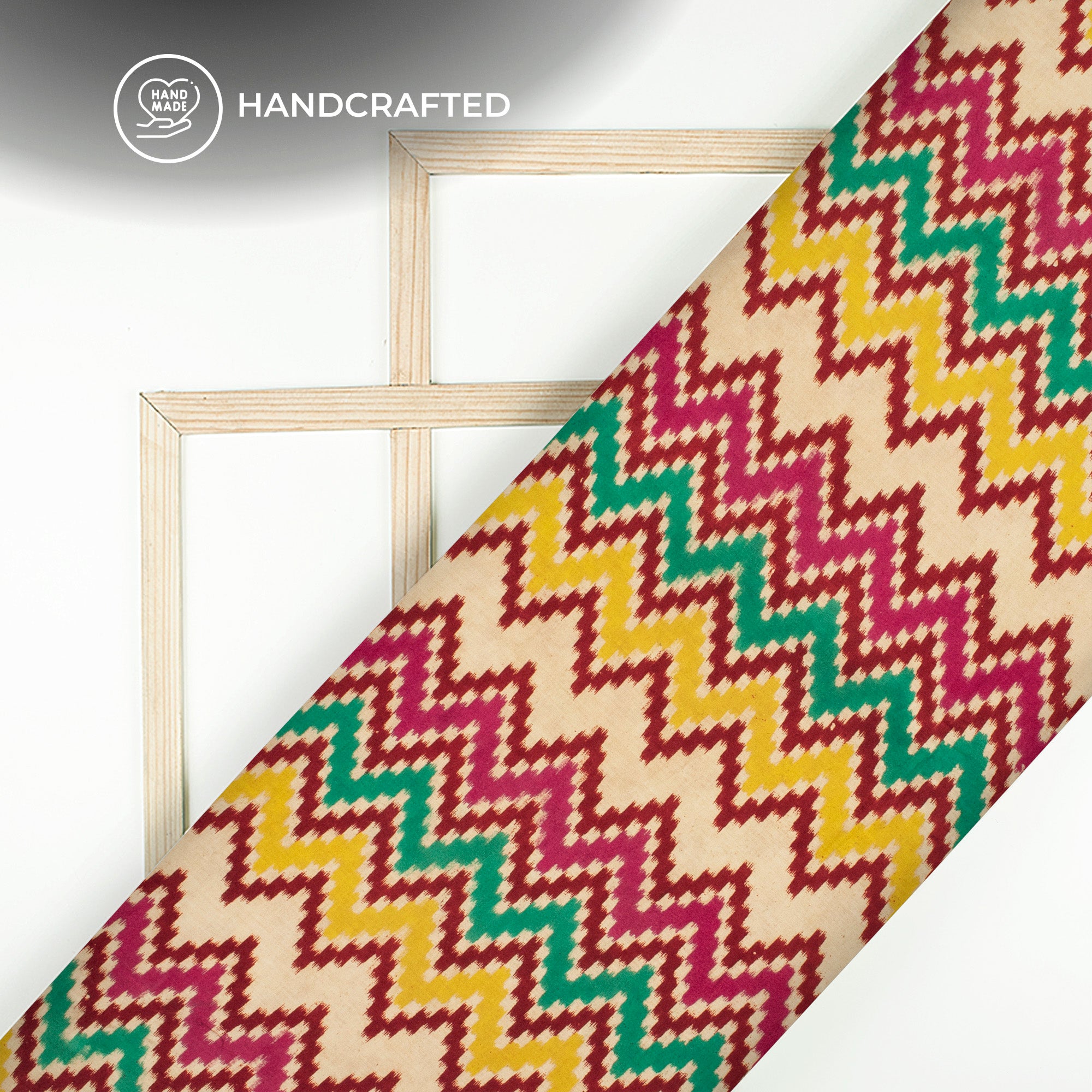 Purple And Yellow Chevron Kalamkari Cotton Fabric – Fabcurate