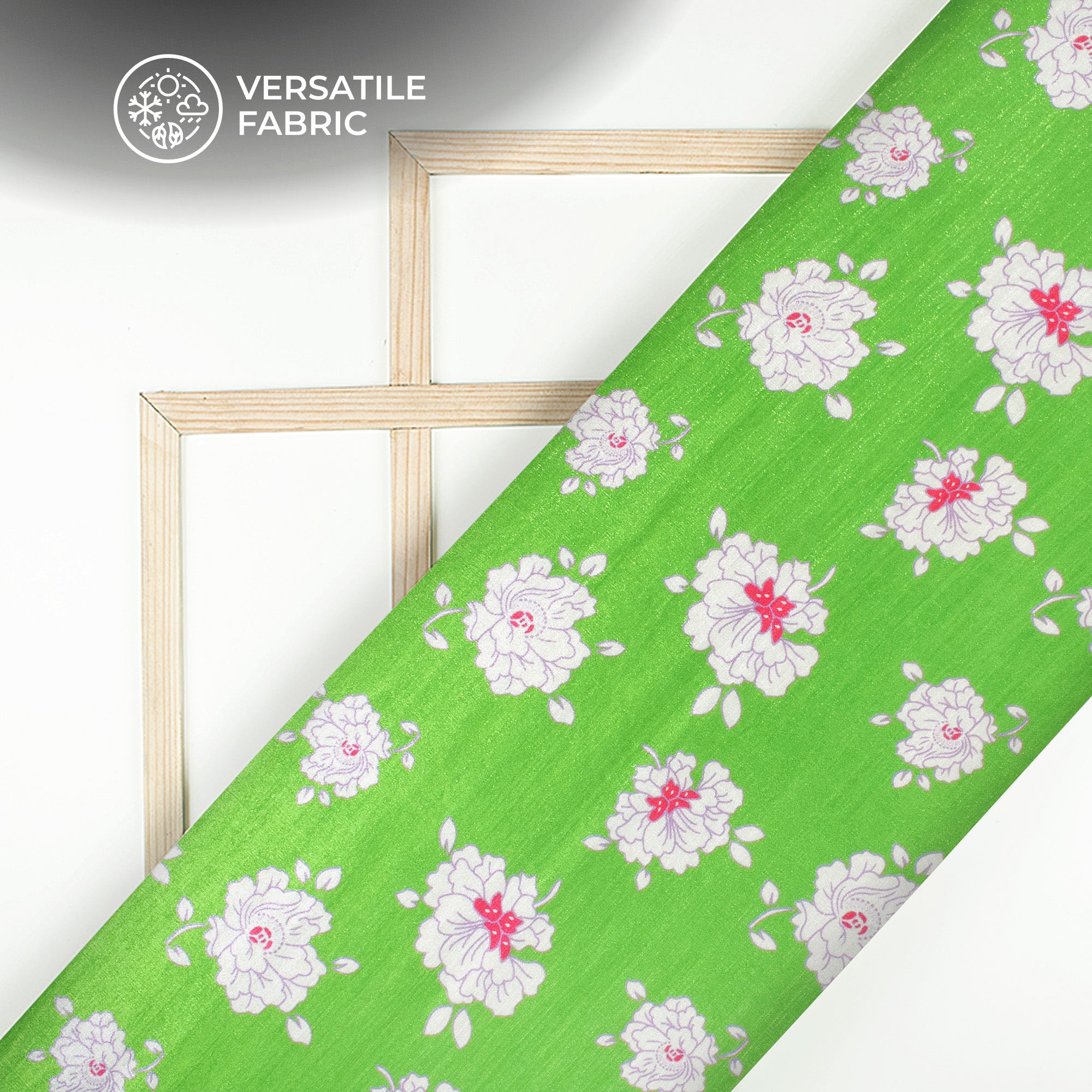 Green Fertility Floral Pattern Digital Print Silk Satin Fabric – Fabcurate