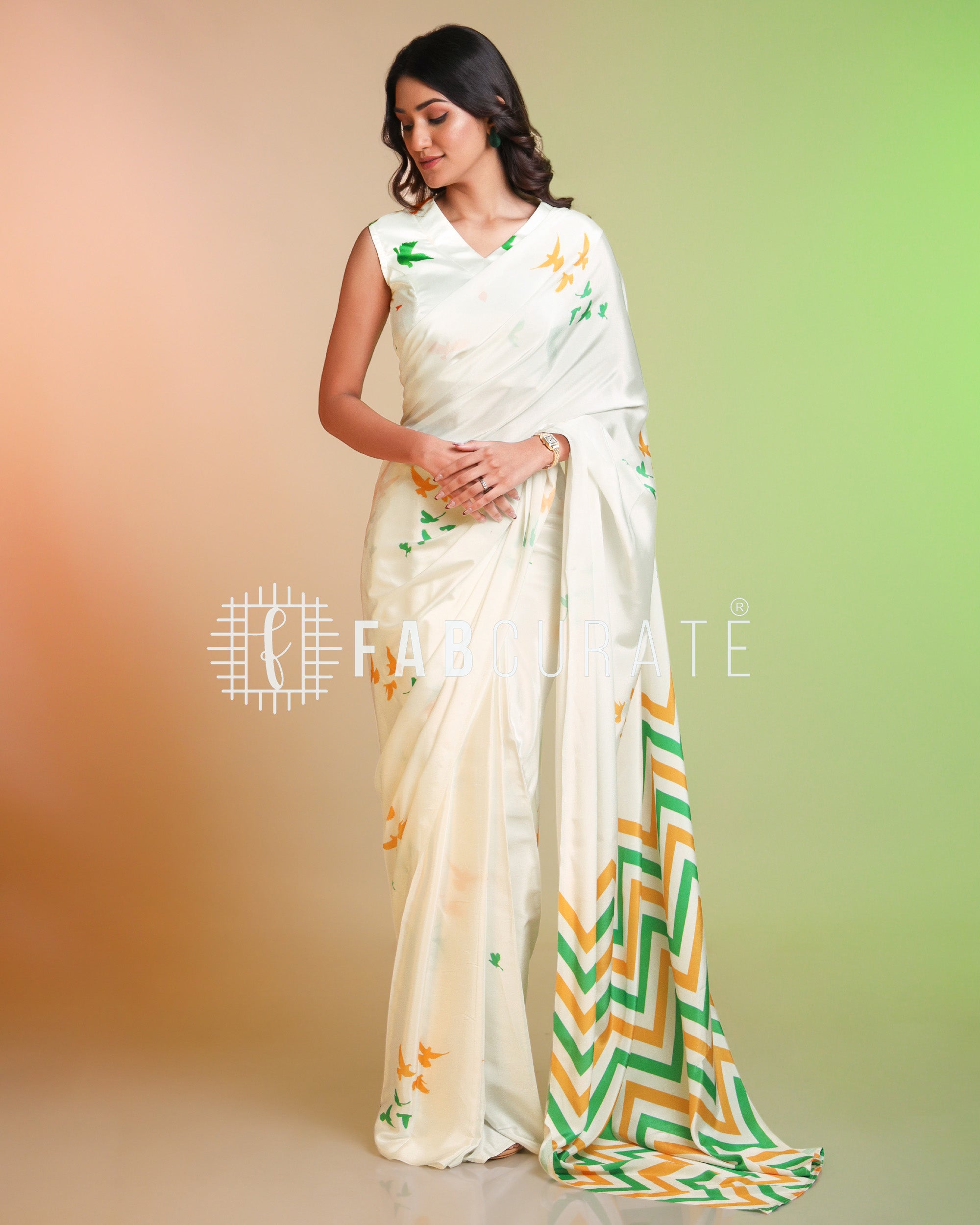 Vande Mataram Vibes Elegant Tri - Color Saree - Special Day Collection ...