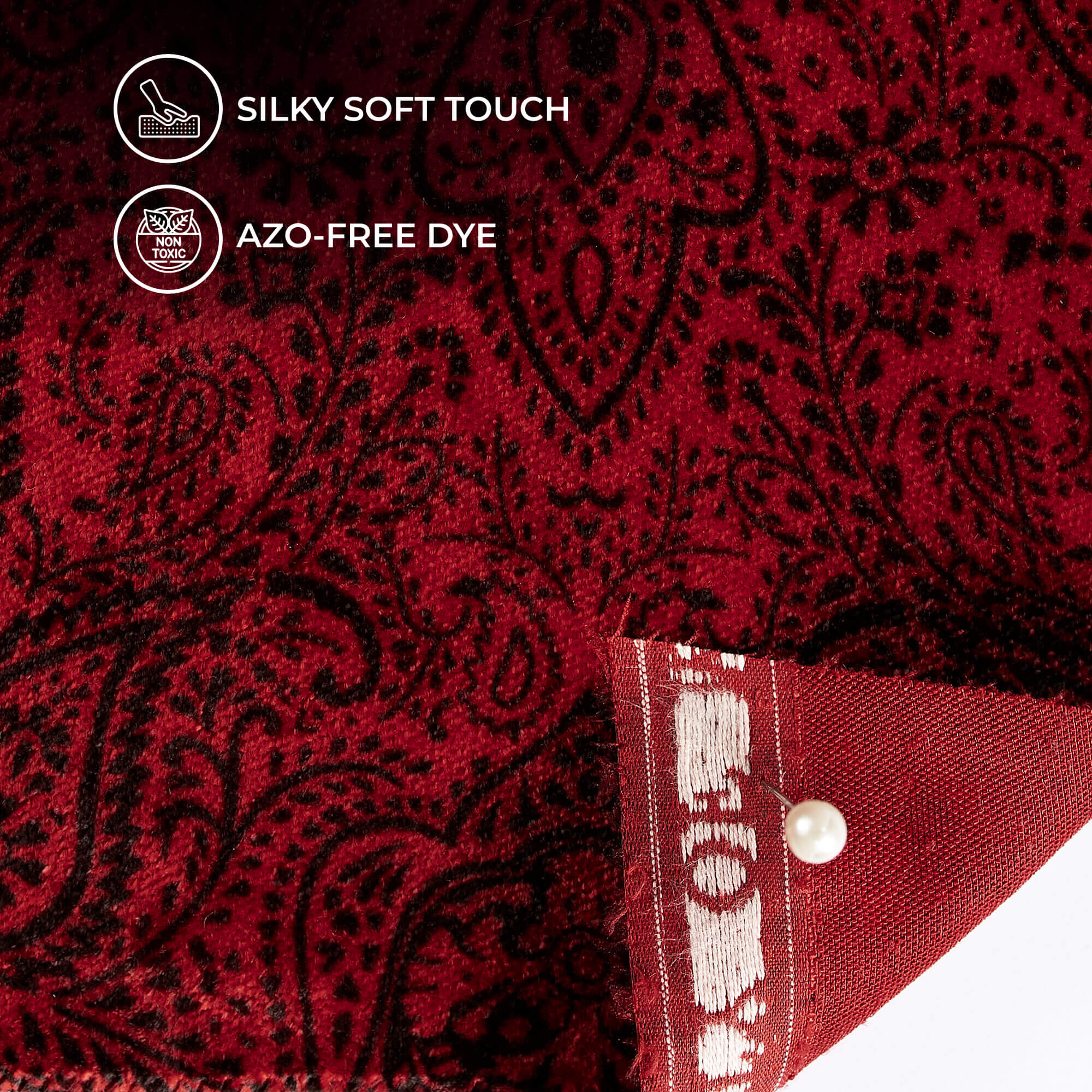 Indian Red Paisley Pattern Digital Print Premium Velvet Fabric – Fabcurate