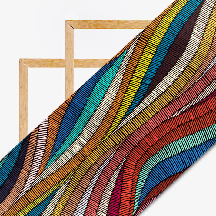 Multi-Color Abstract Pattern Digital Printed Japan Satin Fabric – Fabcurate